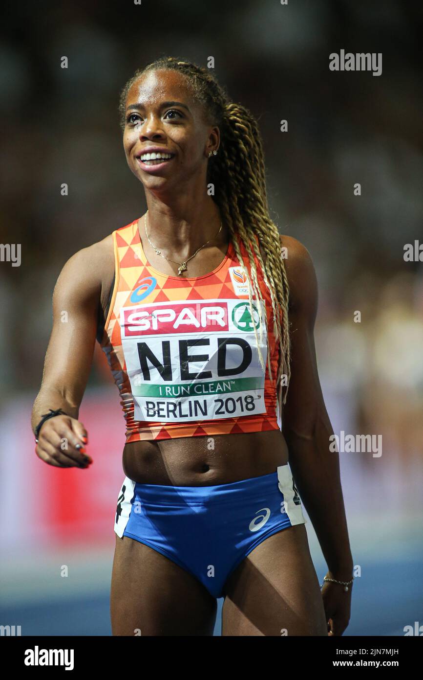 Jamile Samuel, participating in the 4x100 meter relay at the European ...