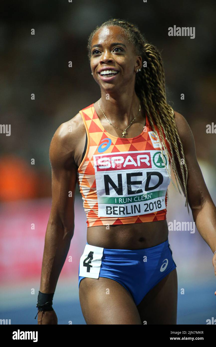 Jamile Samuel, participating in the 4x100 meter relay at the European ...