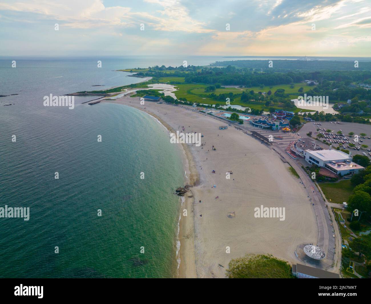 Ocean Beach Aerial View In Ocean Beach Park At The Mouth Of Thames River In New London