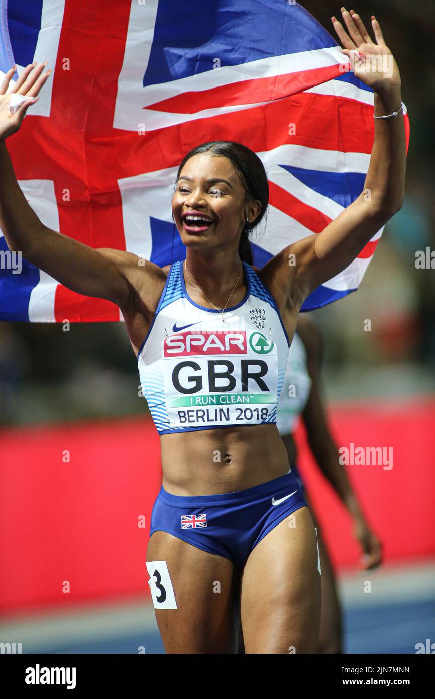 Imani Lansiquot participating in the 4x100 meter relay at the European ...