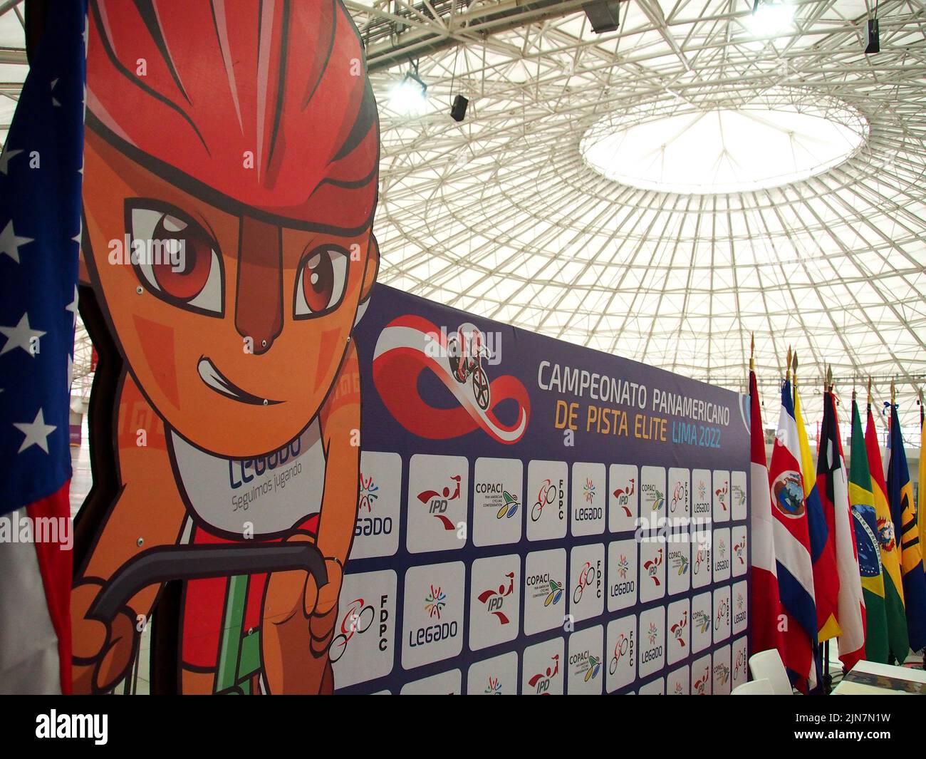 Milco, the mascot of the Pan American Games at the press conference for ...