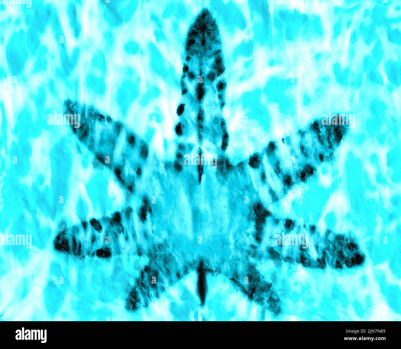 Tie dye element in marijuana leaf shape. Hand painted color element on ...