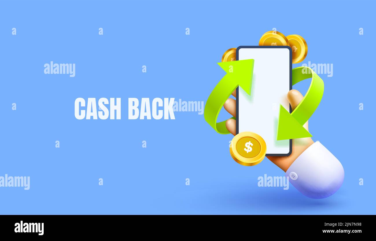 Mobile cash back service, financial payment Smartphone mobile screen ...