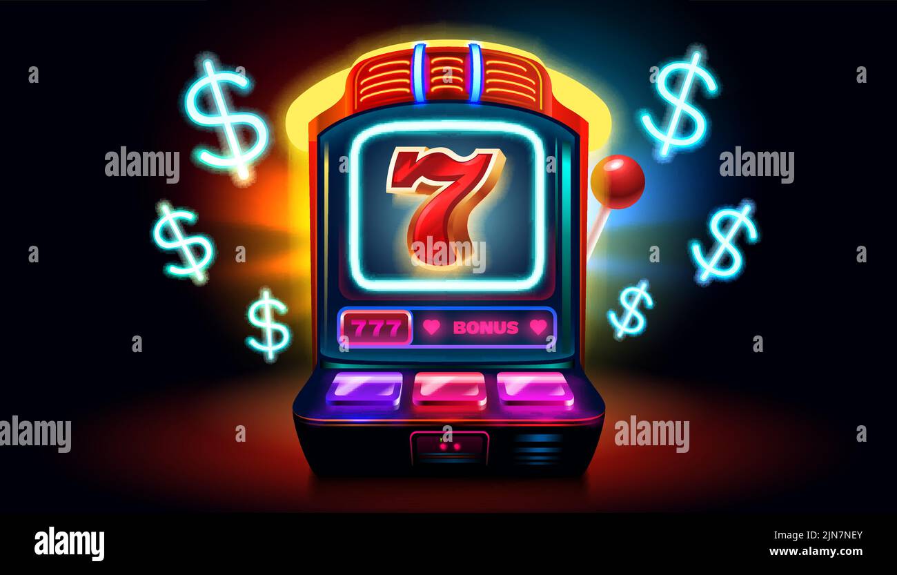 Casino slots machine winner, fortune of luck, 777 win banner. Vector ...
