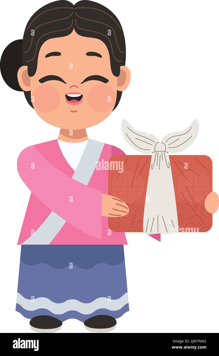 woman lifting chuseok gift Stock Vector Image & Art - Alamy