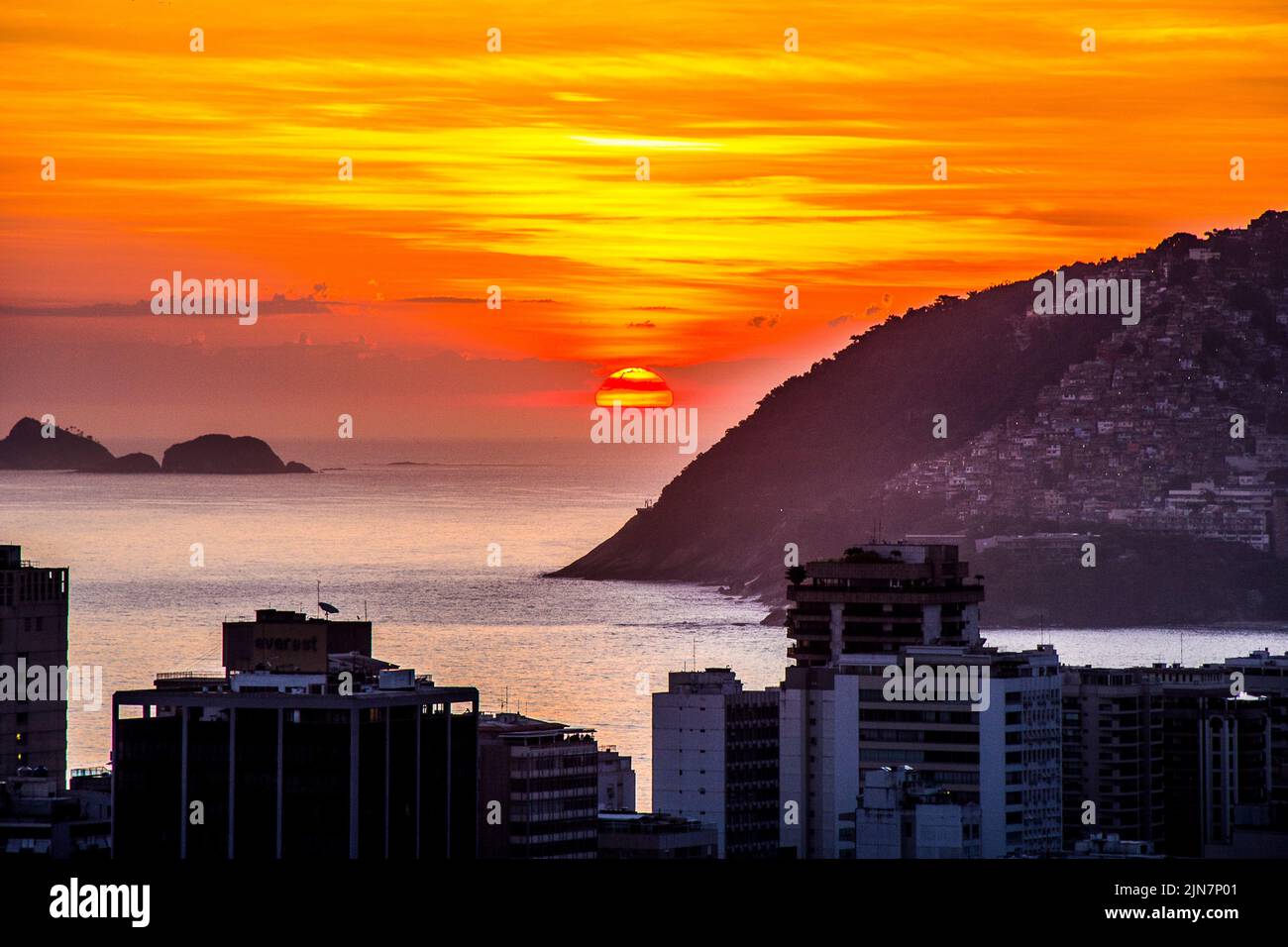 Sunset on the hill of Cantagalo Stock Photo - Alamy