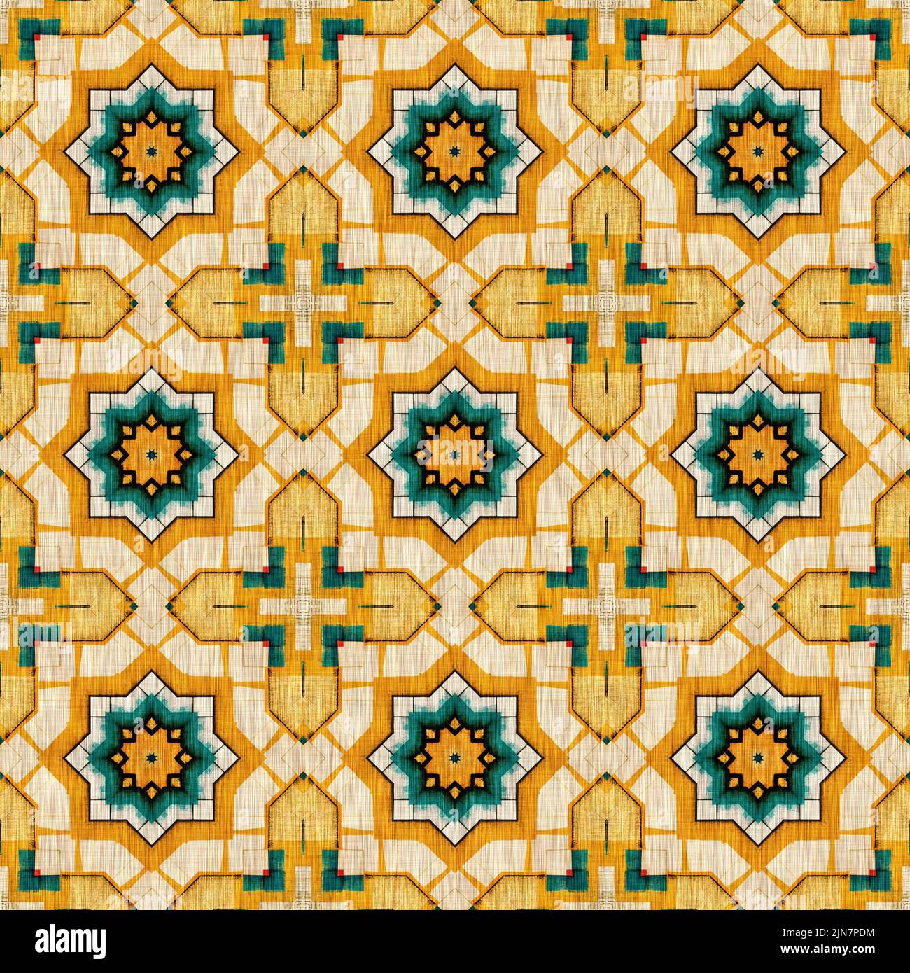 Traditional tile mosaic seamless pattern print. Fabric effect mexican ...