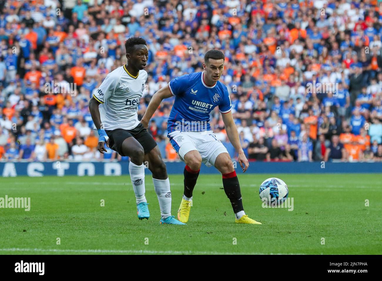 Glasgow, UK. 09th Aug, 2022. Rangers host Union Saint-Gilloise (USG) in ...