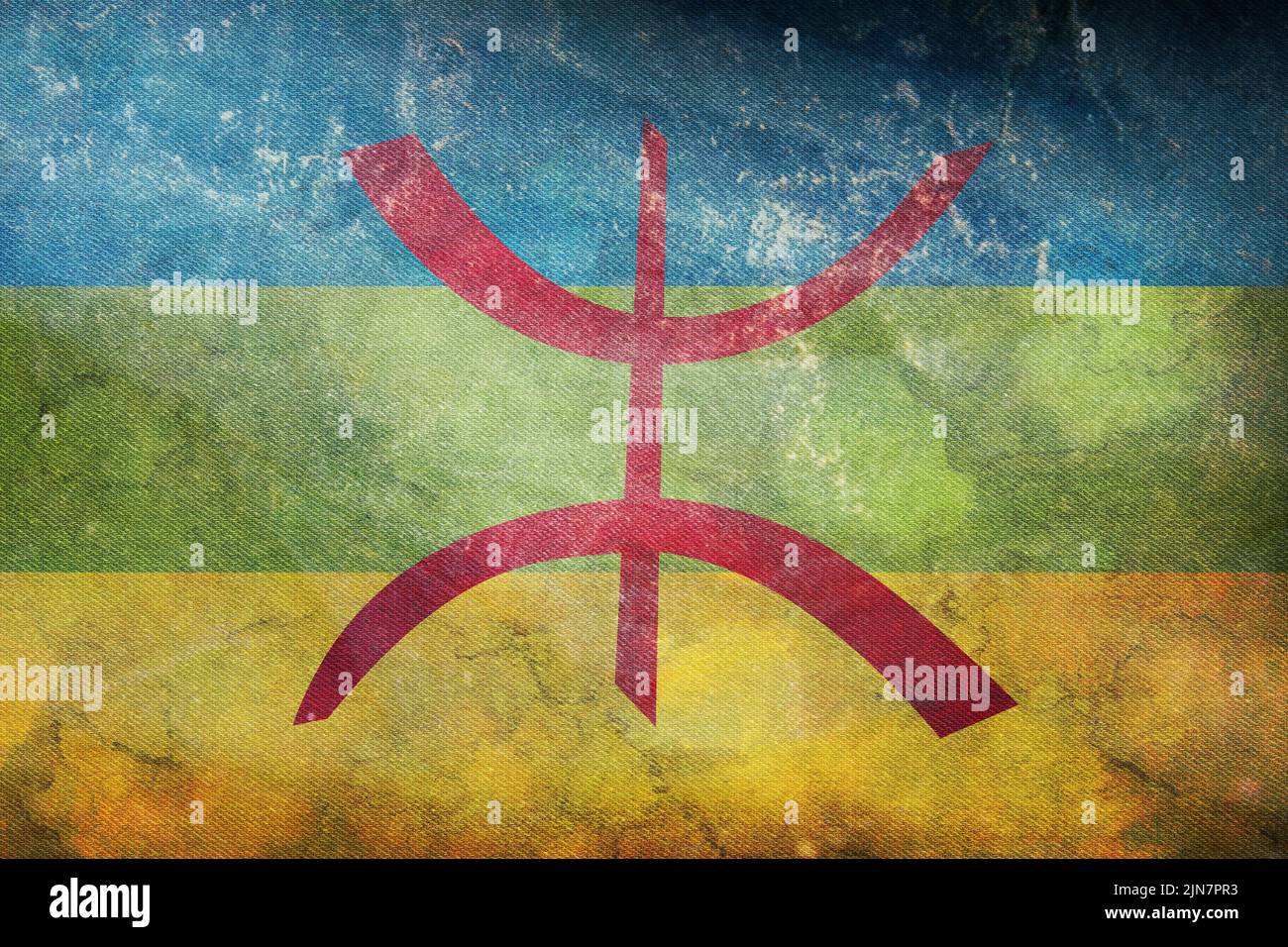 retro flag of Berbers Berbers with grunge texture. flag representing ...