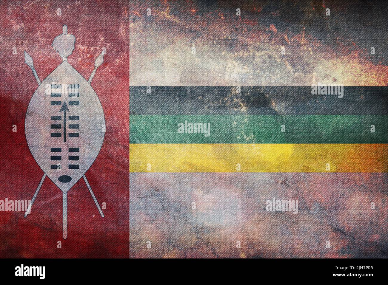 retro flag of Bantu peoples Zulu people with grunge texture. flag ...