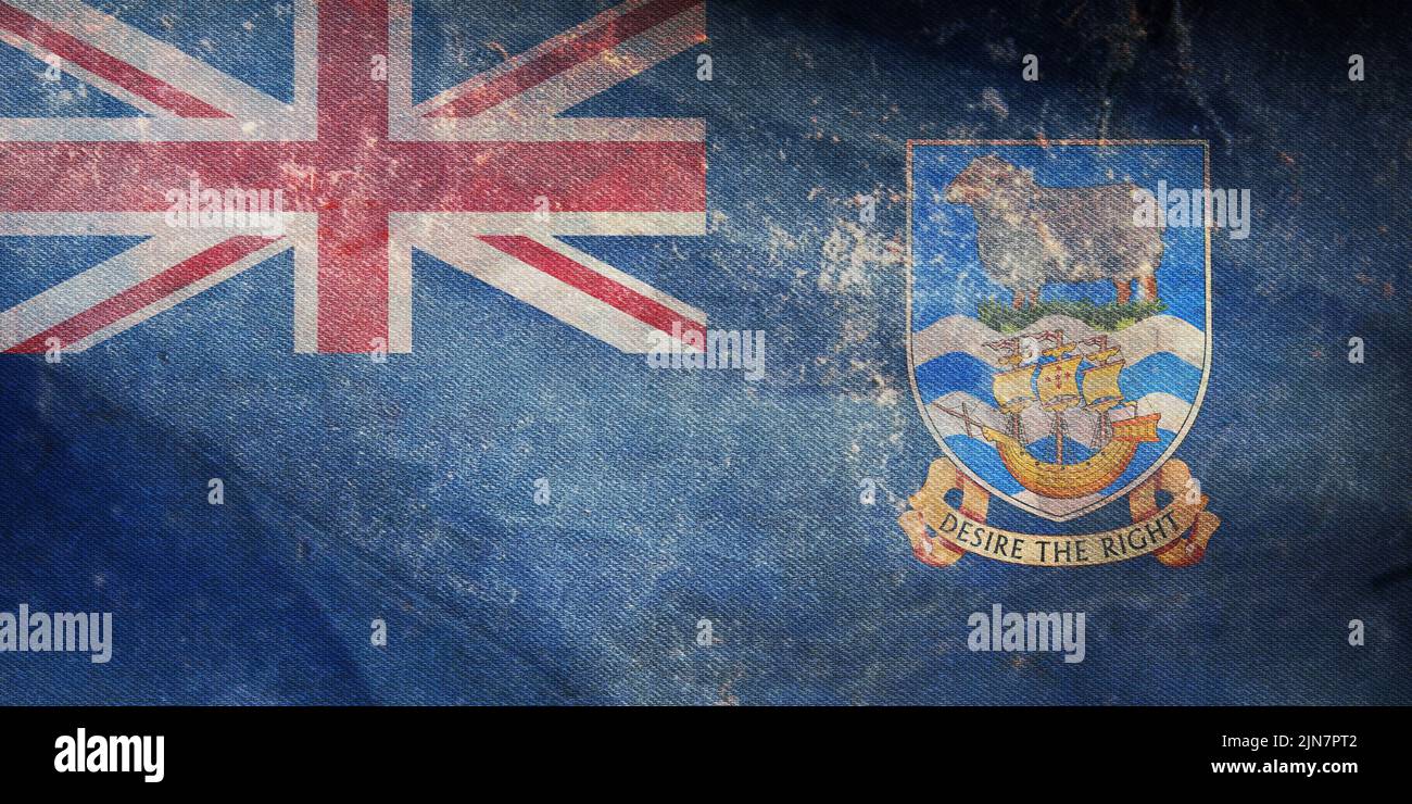 retro flag of British Irish ancestry Falkland Islanders with grunge ...