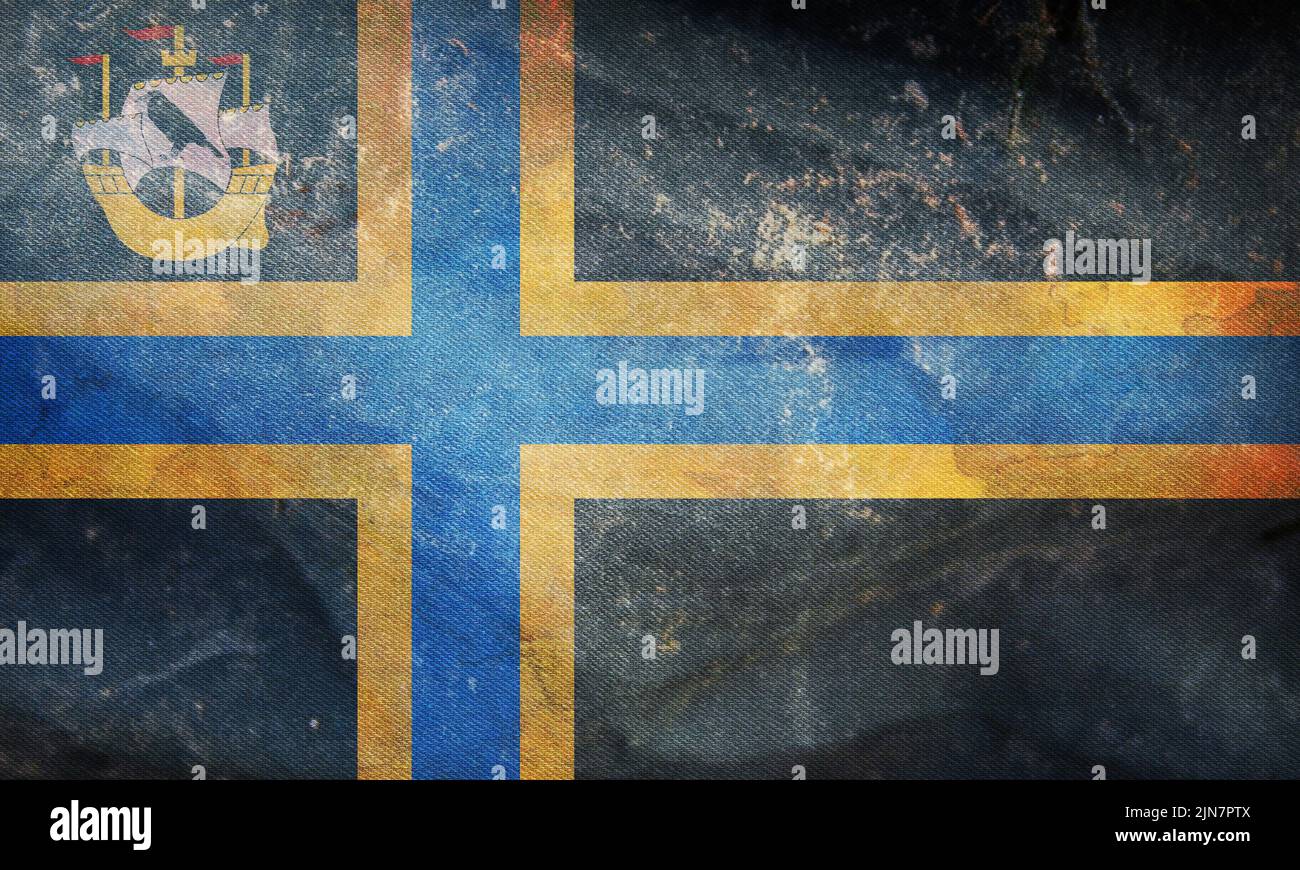 retro flag of Celtic peoples Gallach people with grunge texture. flag ...