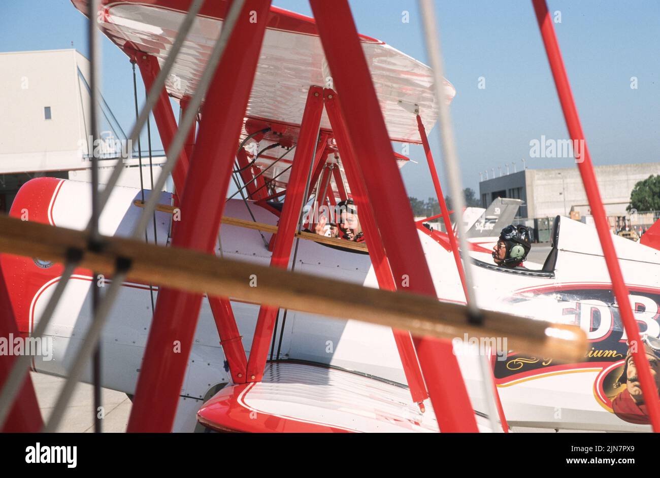 Ready for flight in a Red Baron Stearman Squadron biplane Stock Photo ...