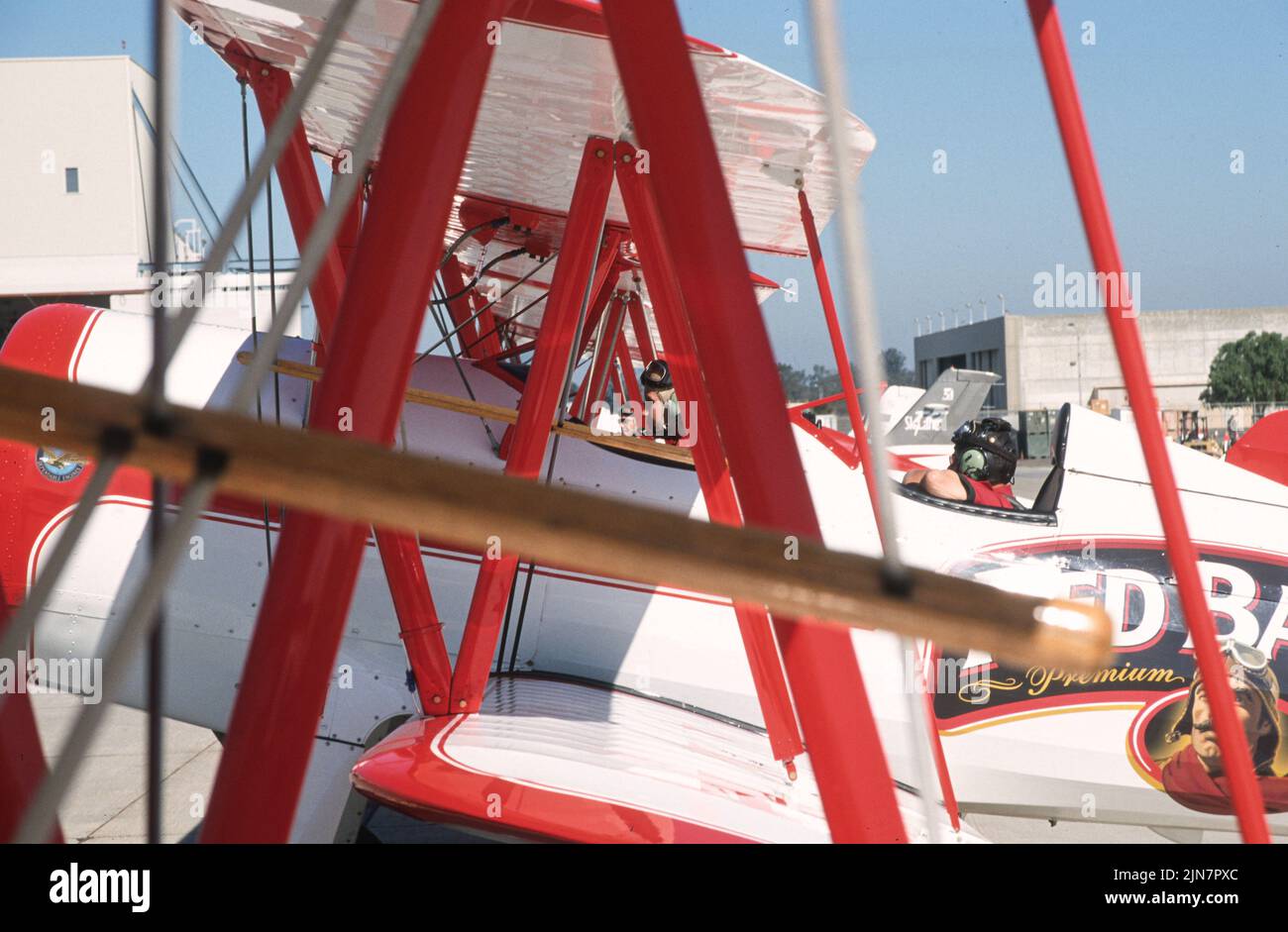 Ready for flight in a Red Baron Stearman Squadron biplane Stock Photo ...