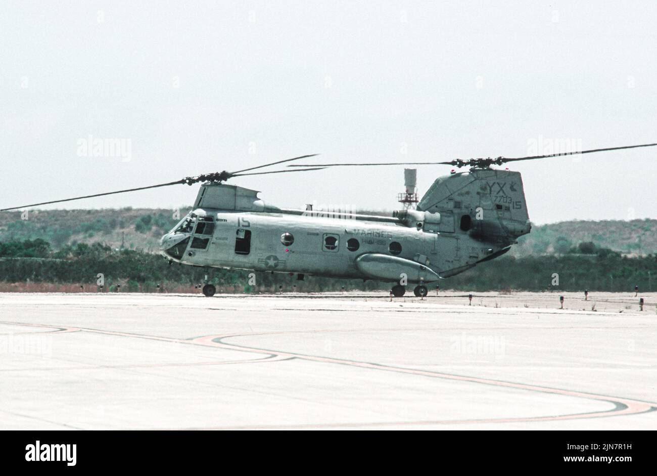 United States Marine Corps Ch 46 Sea Knight Taxis At Mcas Miramar In