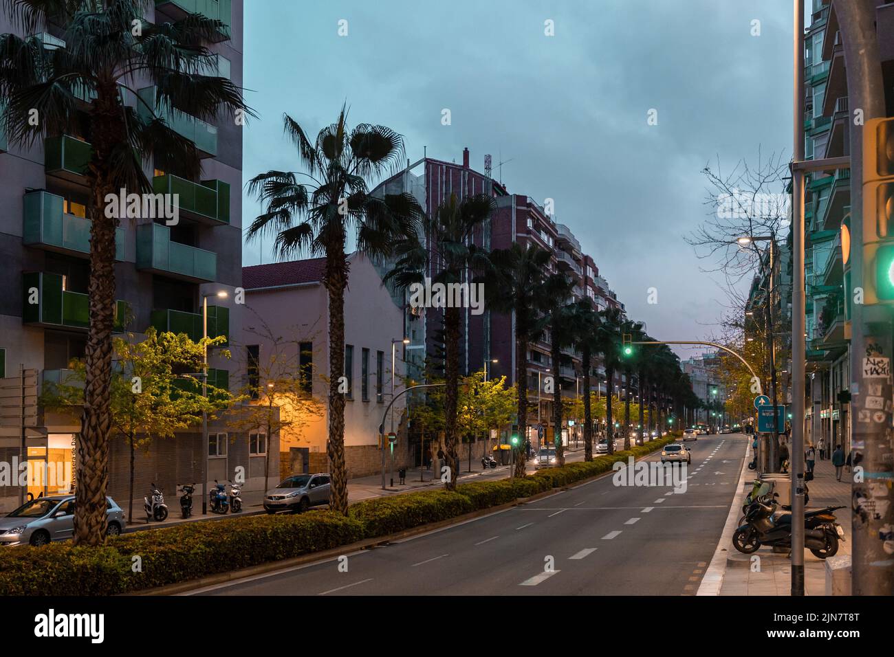 Barcelona, Spain - April 19 2022: View of street in one of the ...