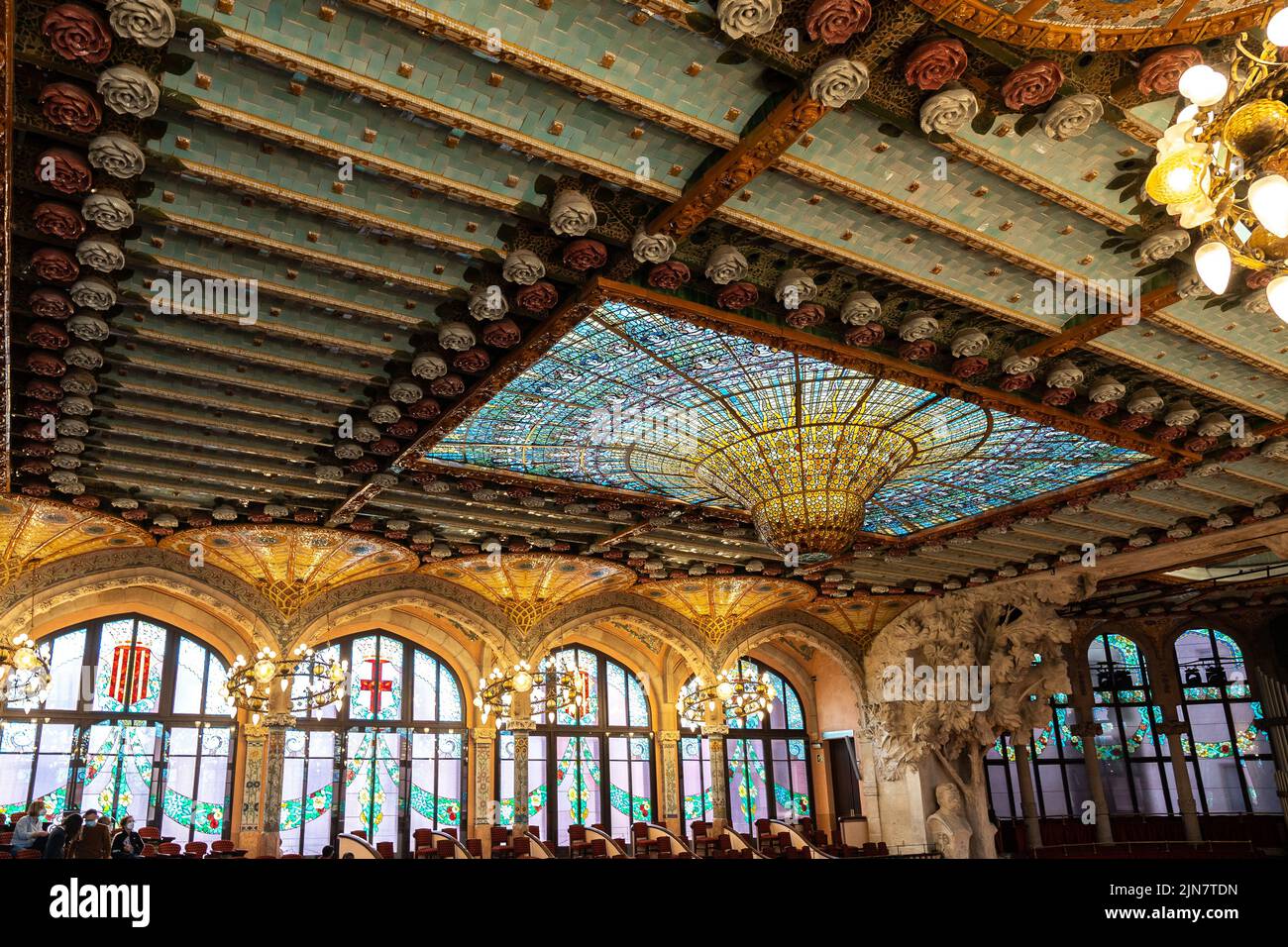 Barcelona, Spain - April 19 2022: Palau de la Musica Opera. Interior of ...