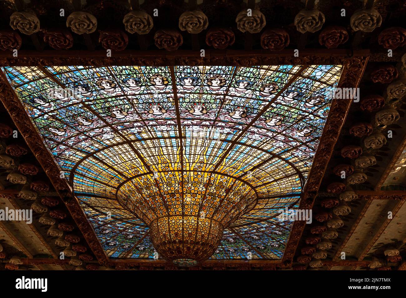 Barcelona, Spain - April 19 2022: Palau de la Musica Opera. Interior of ...