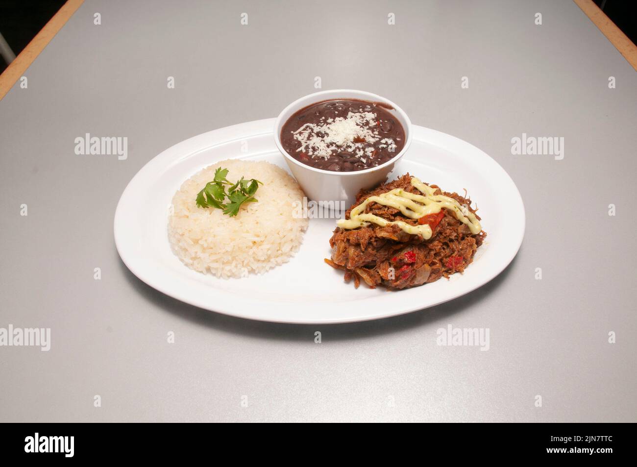 Authentic and traditional Venezuelan cuisine known as beef pabellon ...
