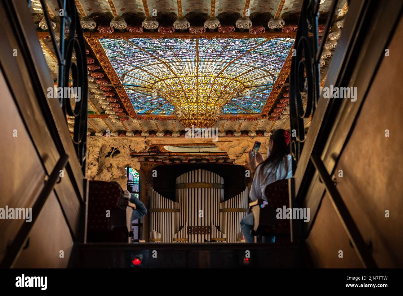 Barcelona, Spain - April 19 2022: Palau de la Musica Opera. Interior of ...