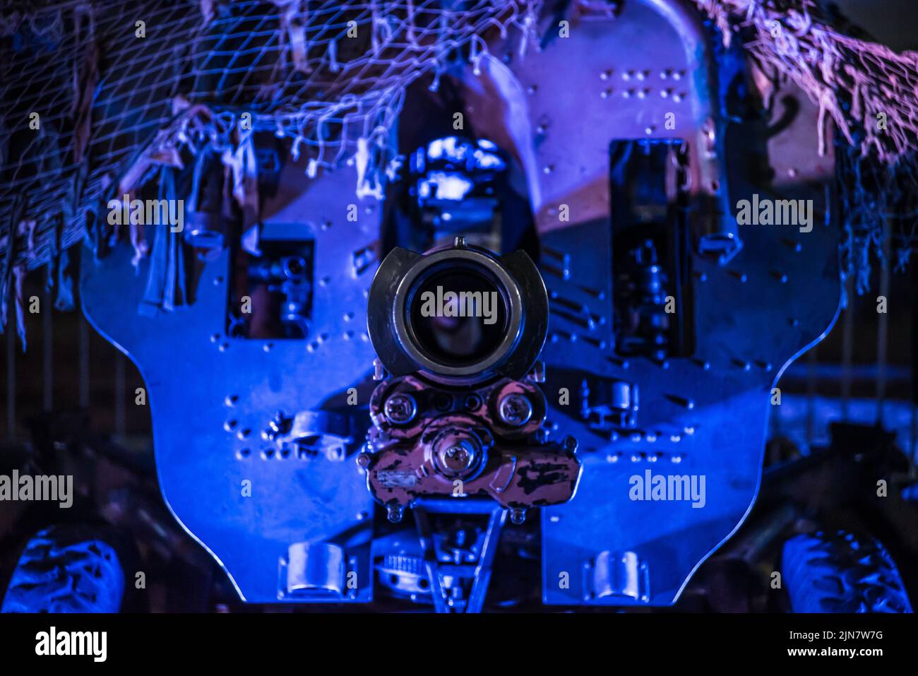 A closeup shot of the Pipe of military howitzer gun Stock Photo - Alamy