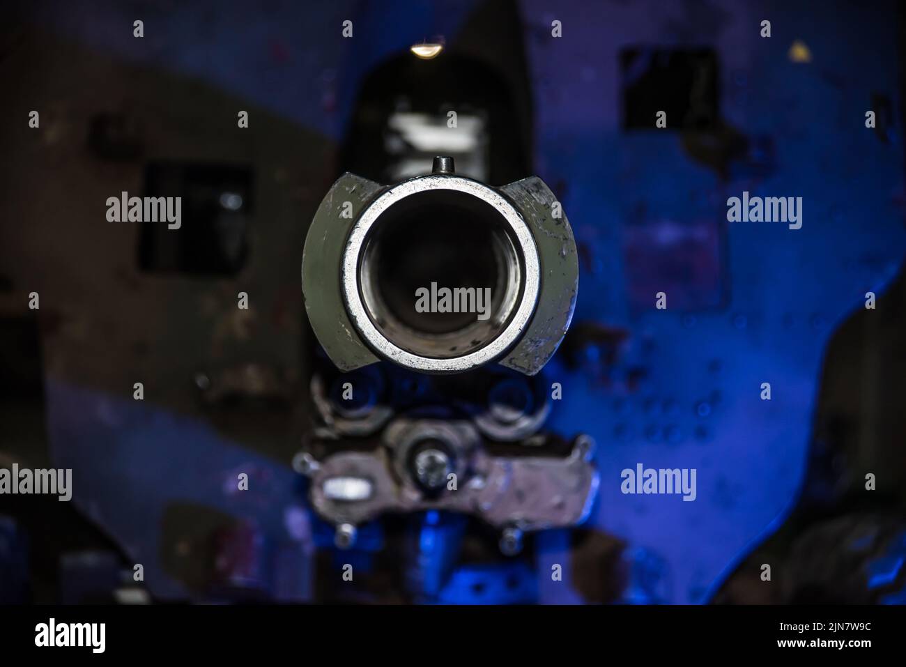 A closeup shot of the Pipe of military howitzer gun Stock Photo - Alamy