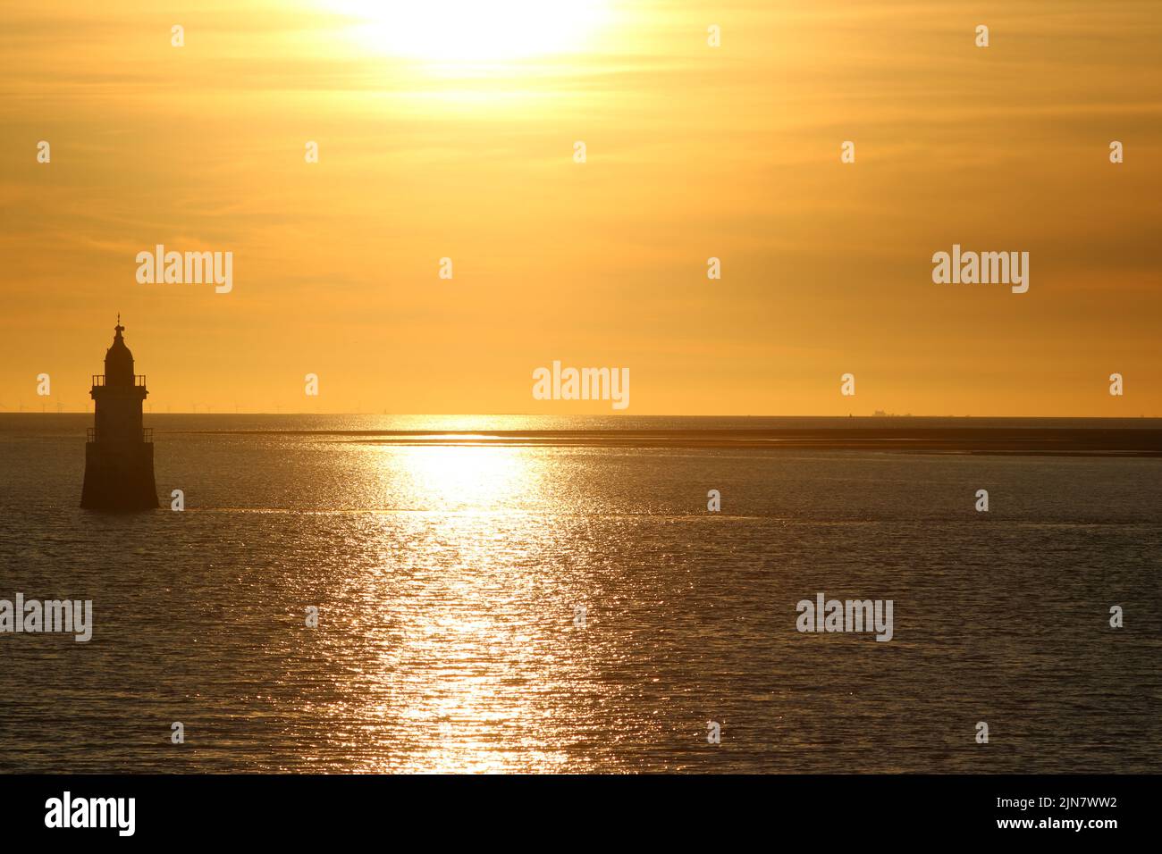 Plover Scar lighthouse on the Lancashire coast in the River Lune ...