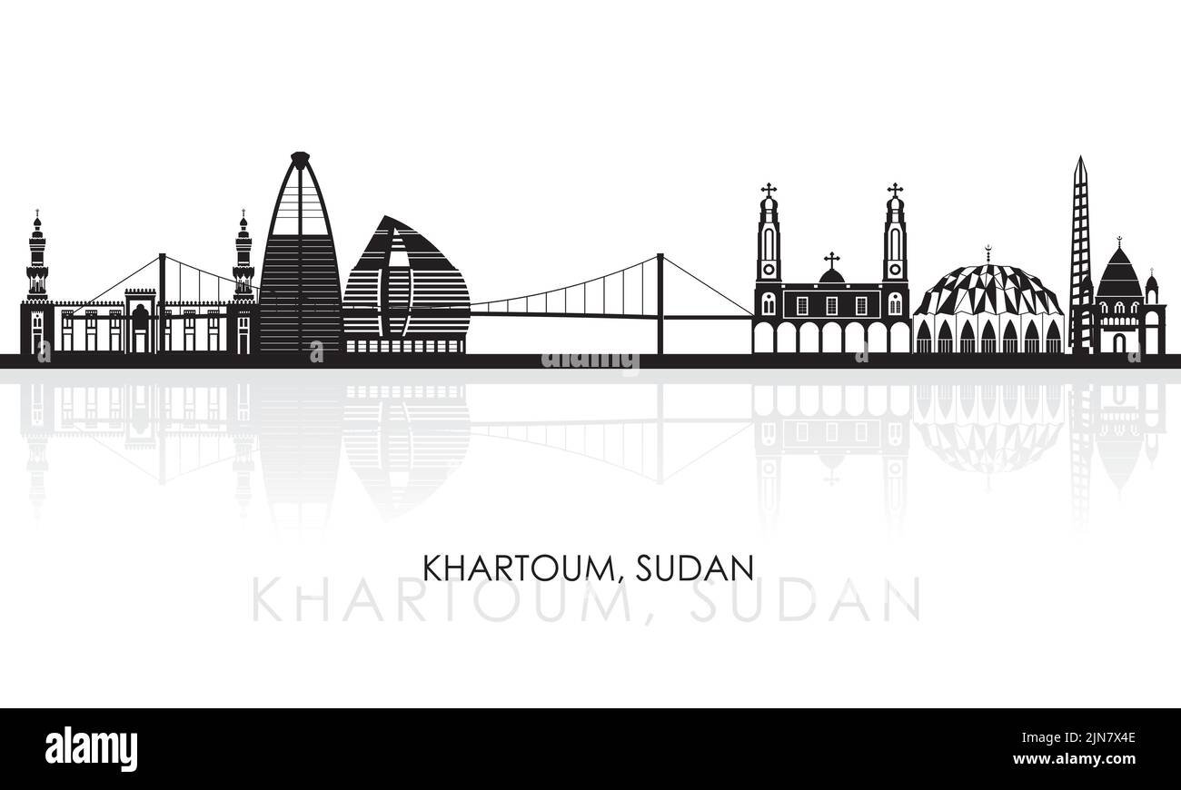 Silhouette Skyline panorama of city of Khartoum, Sudan - vector ...