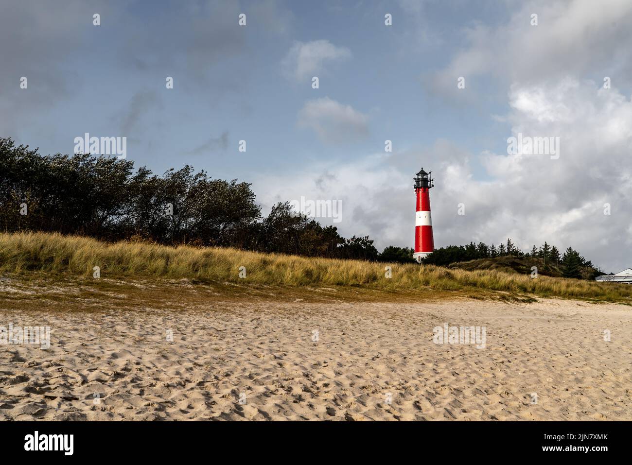 A beautiful shot of the historic Sylt Lighthouse on a beach in Hornum ...