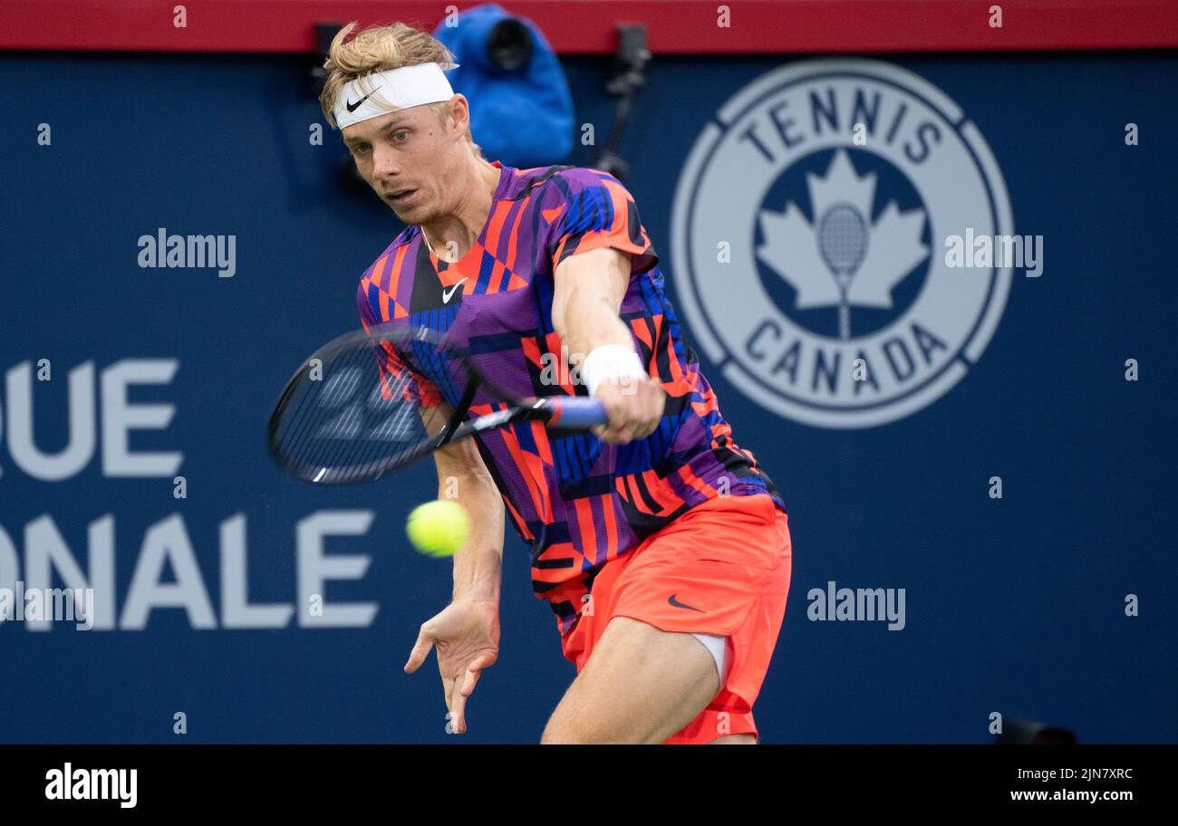 CanadaÕs Denis Shapovalov returns to Alex de Minaur of Australia during first round of play at ...