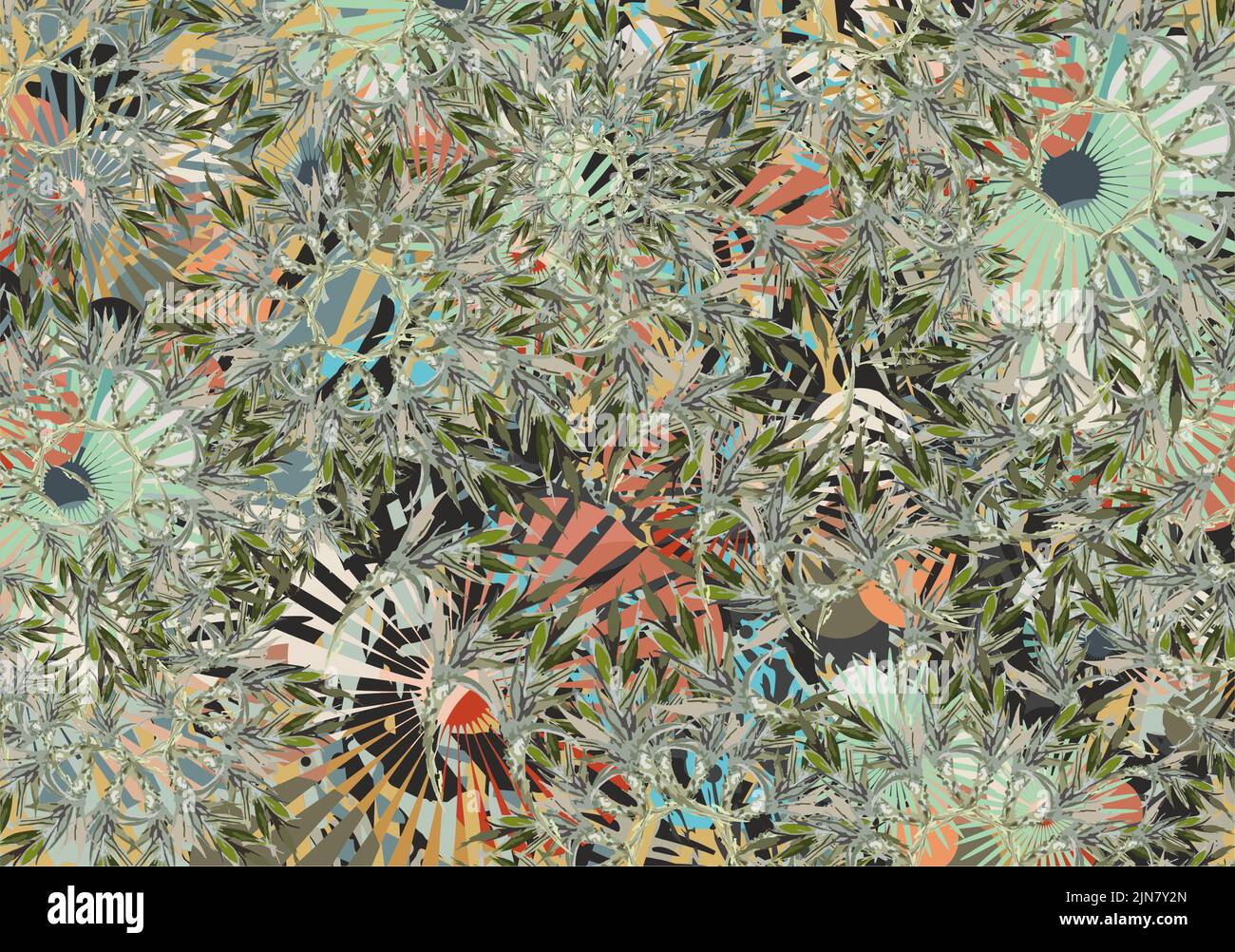 Mix of floral motifs in green hi-res stock photography and images - Alamy