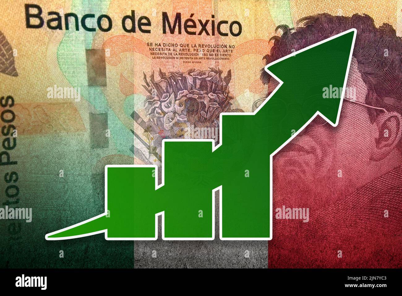 Economy Graph: Upward Arrow, Cash Mexican Pesos, and Mexico Flag Stock ...