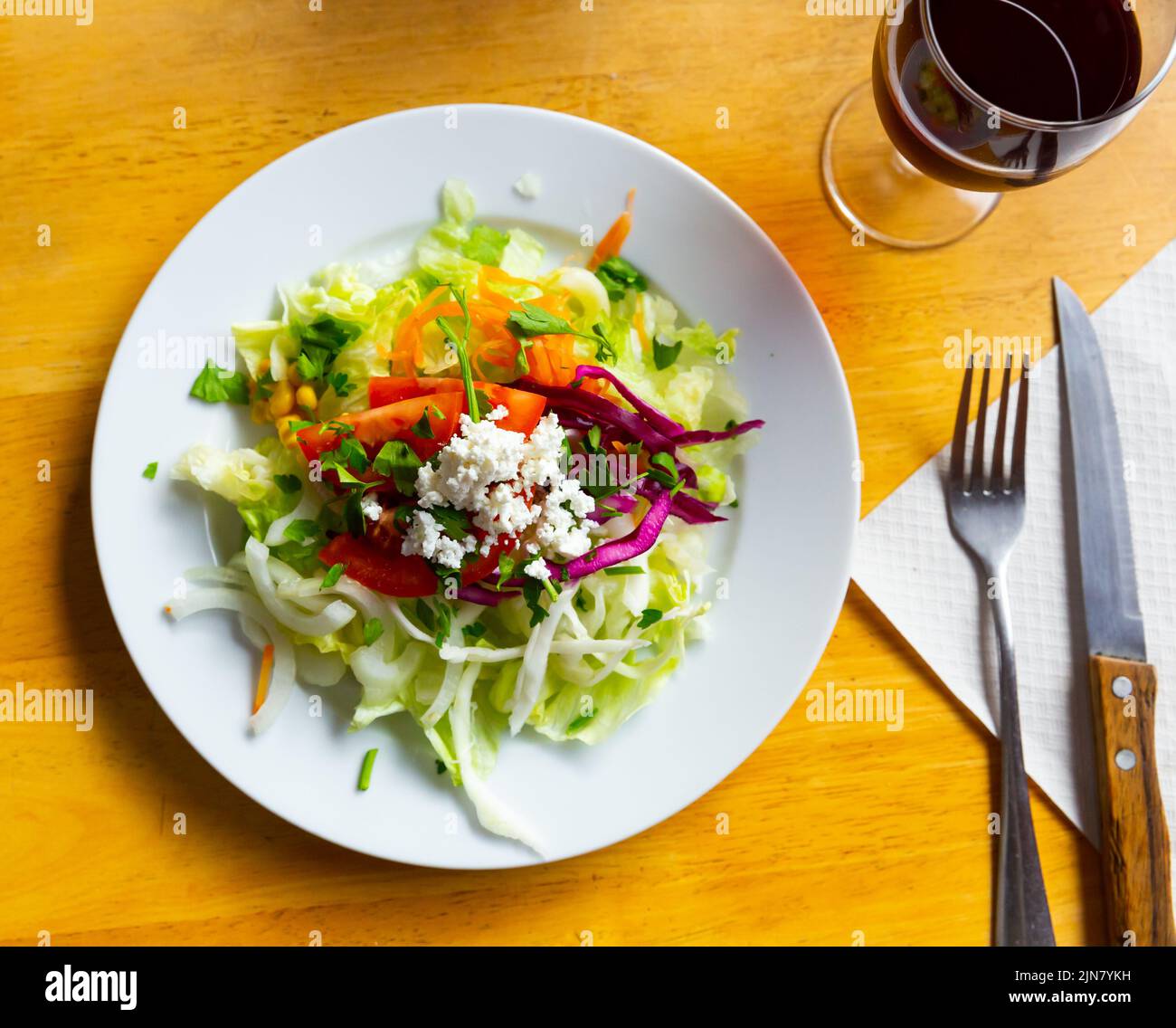 Image of Choban salad with cheese in a Turkish cafe Stock Photo - Alamy