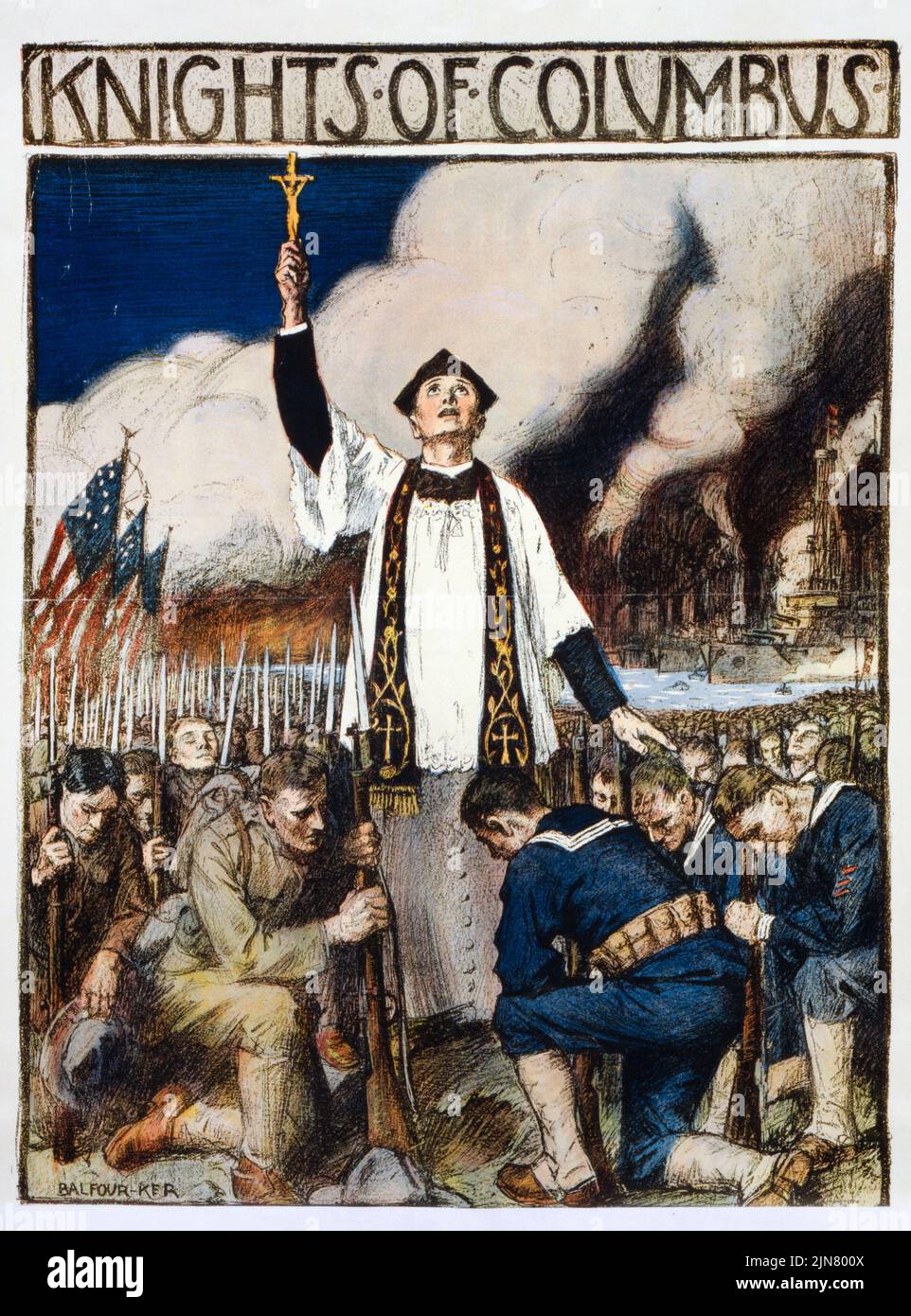 Knights of Columbus (1917) American World War I era poster by William ...