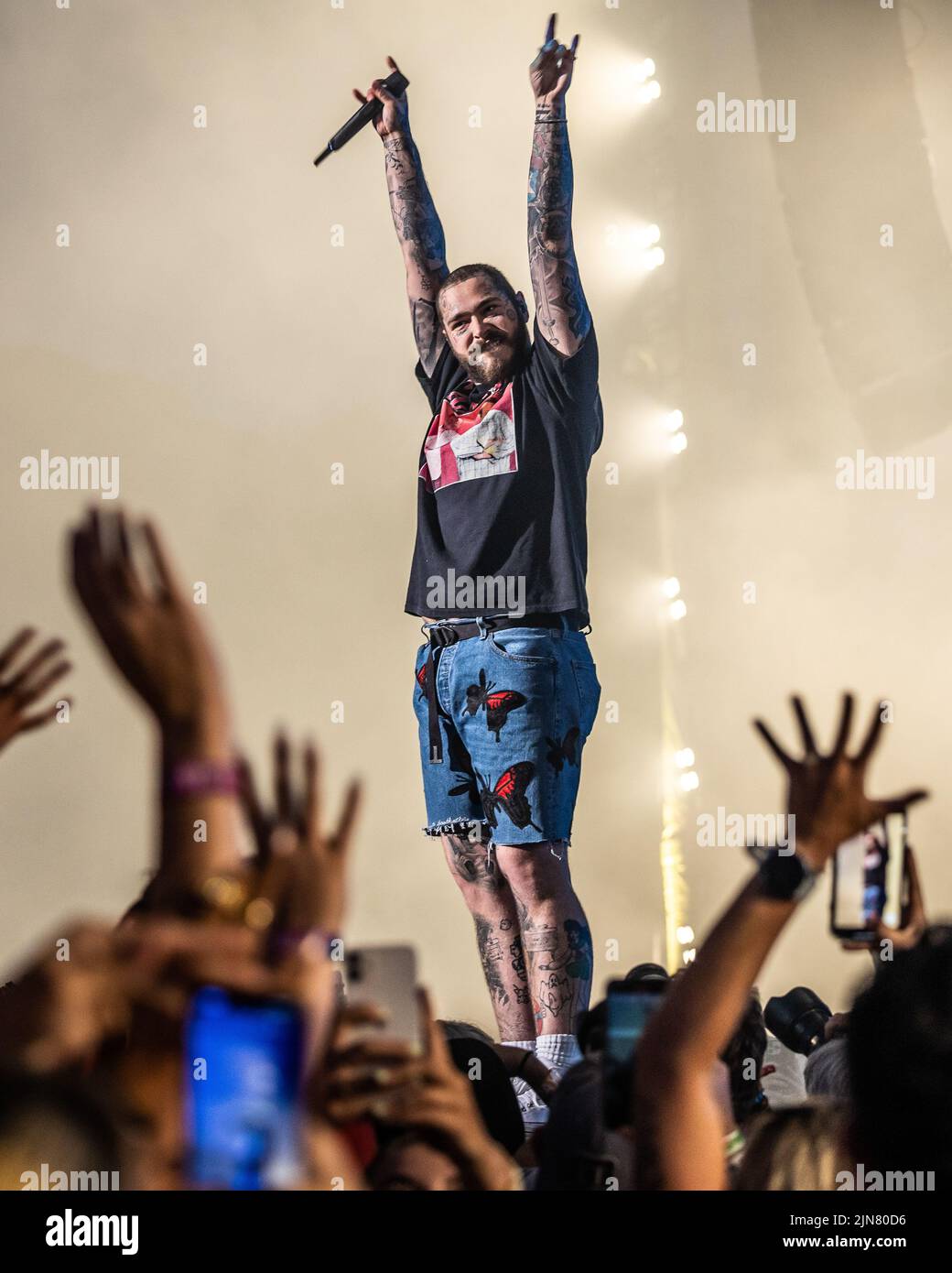 Post Malone performs at the Lands End Stage during the Outside Lands ...
