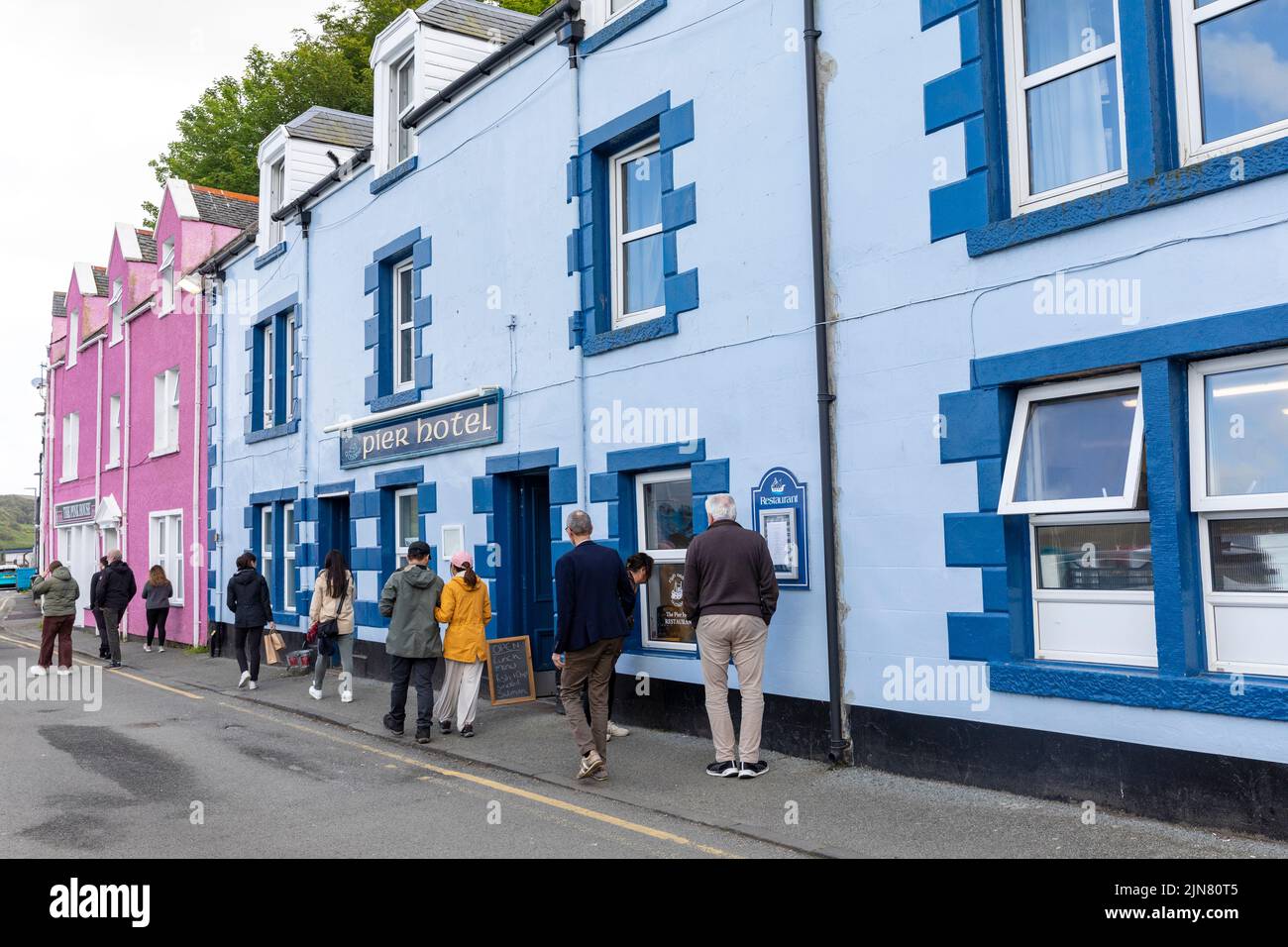 Portree town centre on the Isle of Skye and brightly coloured Pier ...
