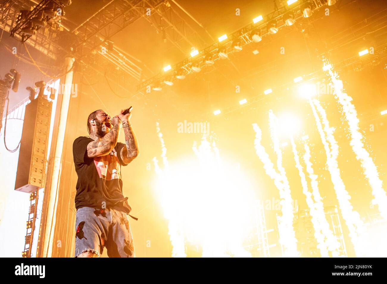 Post Malone performs at the Lands End Stage during the Outside Lands ...