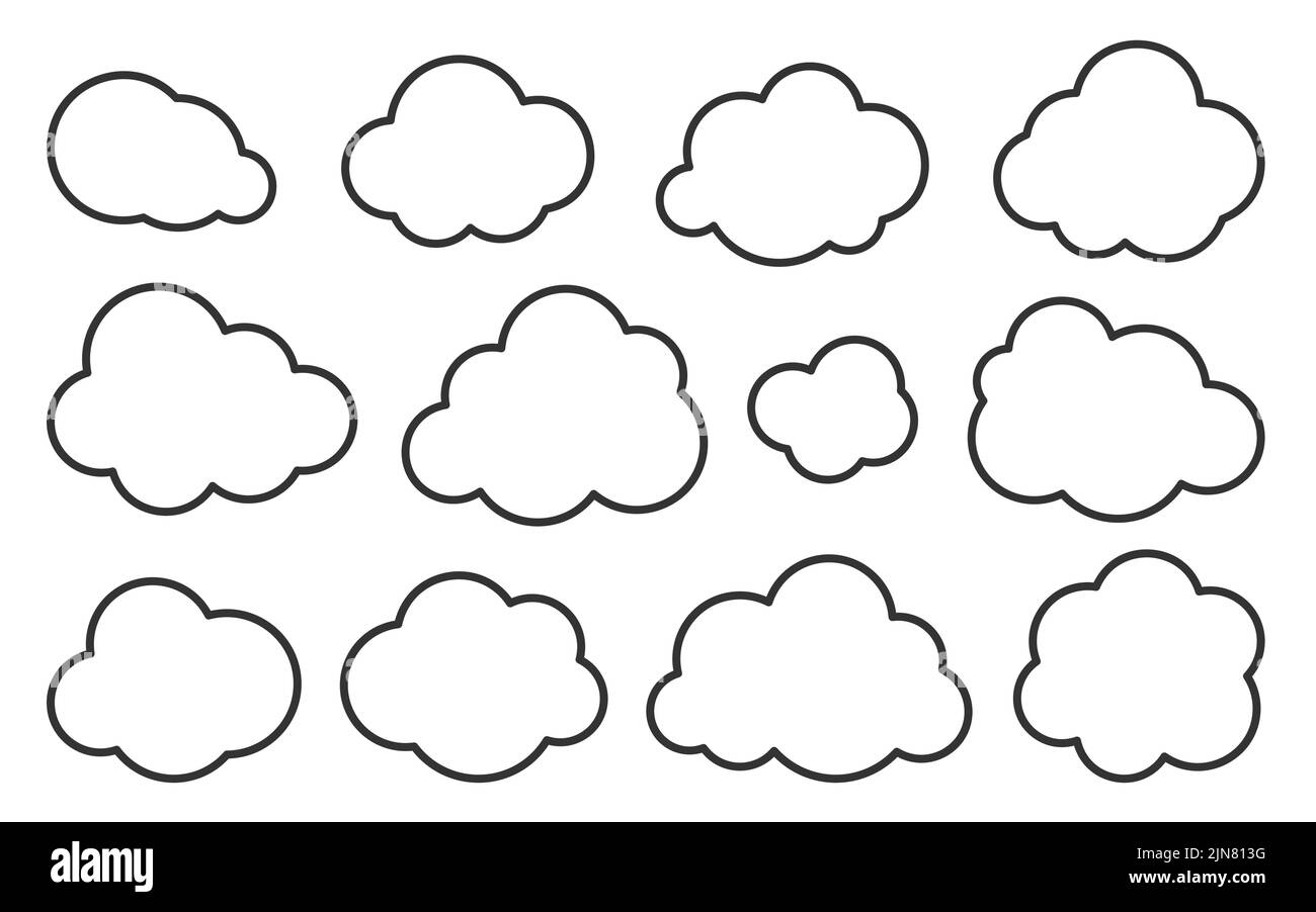 Cloud thin line icons set. Outline vector sign. Linear symbol of ...