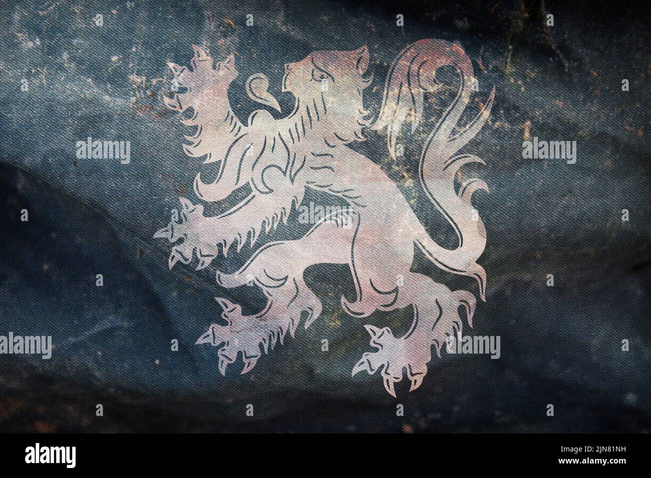 Top view of retro flag Asse, Belgium with grunge texture. Belgian ...