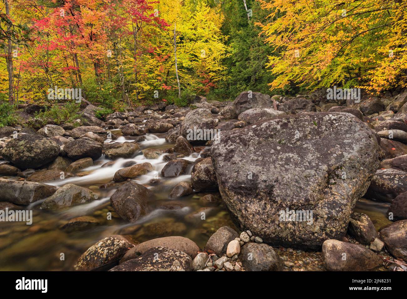 Autumn on Bouquet River, Adirondack Mountains, High Peaks Region, New ...