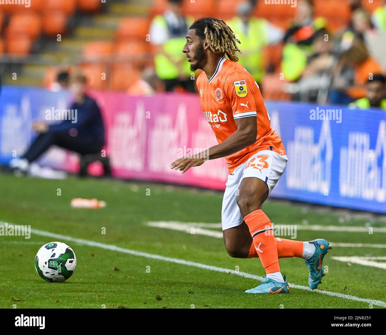 Dominic Thompson #23 of Blackpool in action during the game Stock Photo ...