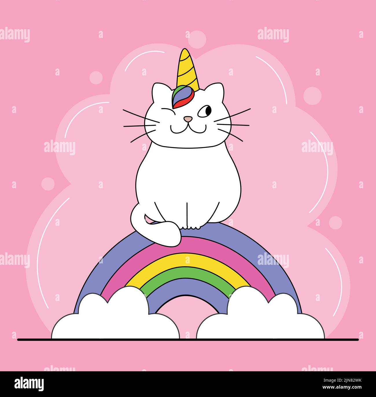 Cute cat rainbow unicorn Stock Vector Images - Alamy