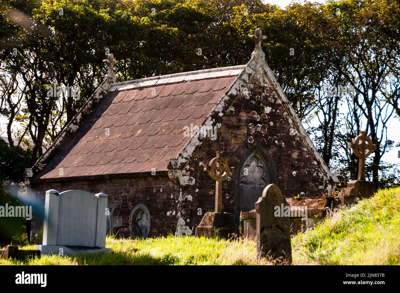 Gothic Ventry Mausoleum on the south shore of Dingle Harbor, Ireland ...