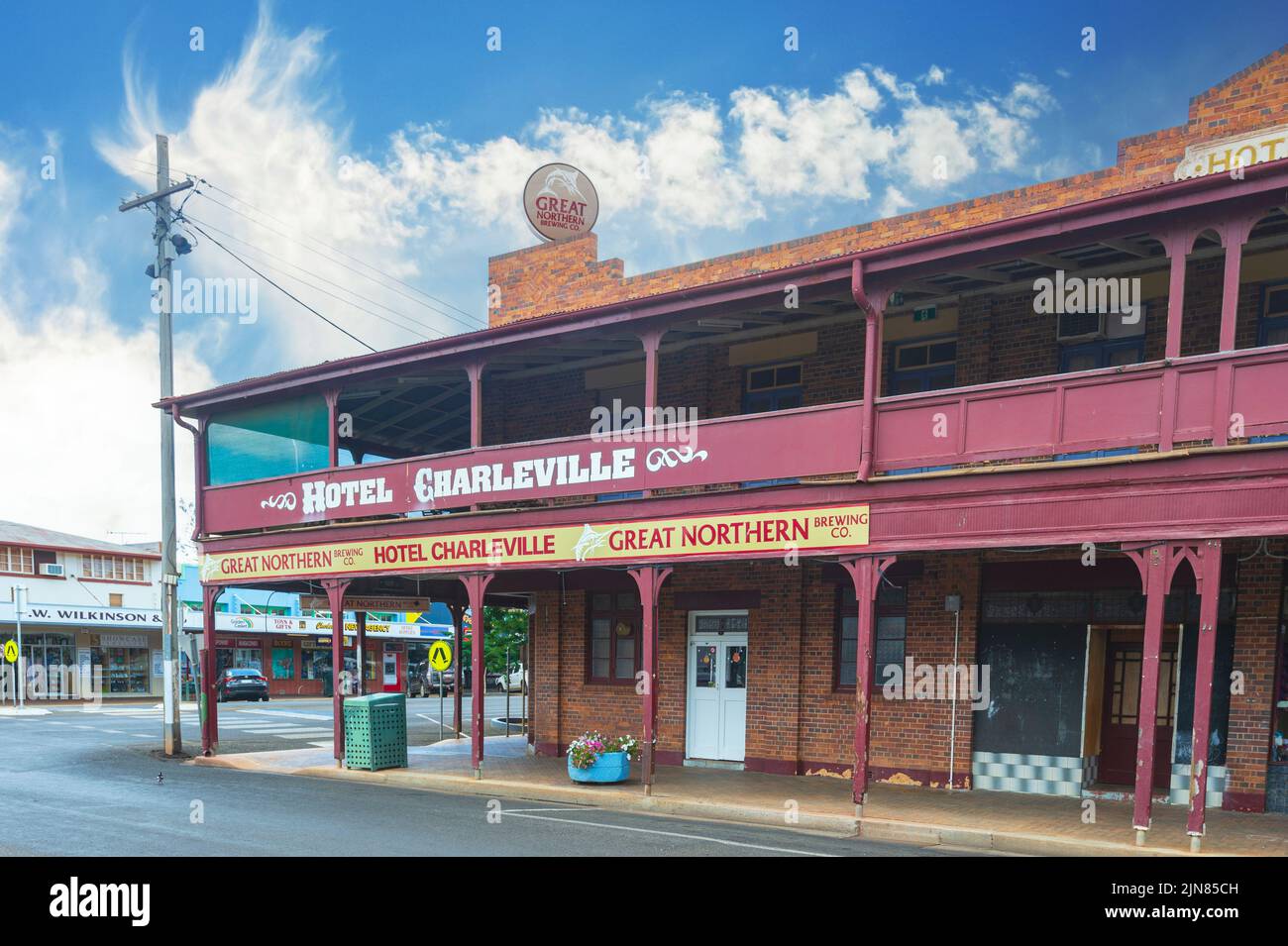 View of the old Charleville Hotel pub in Charleville, Queensland, QLD ...