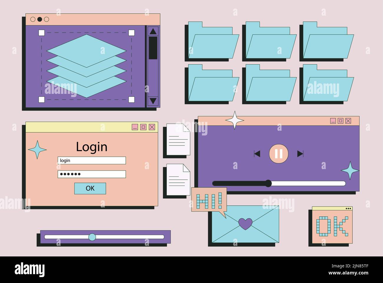 Desktop app window set hi-res stock photography and images - Alamy