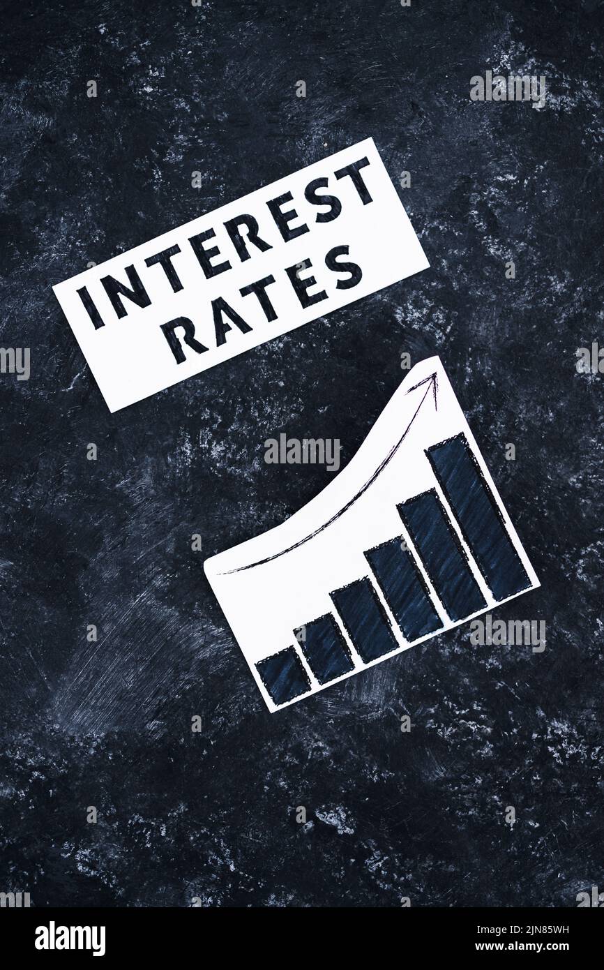 interest rates text and graph showing stats going up, concept of the ...