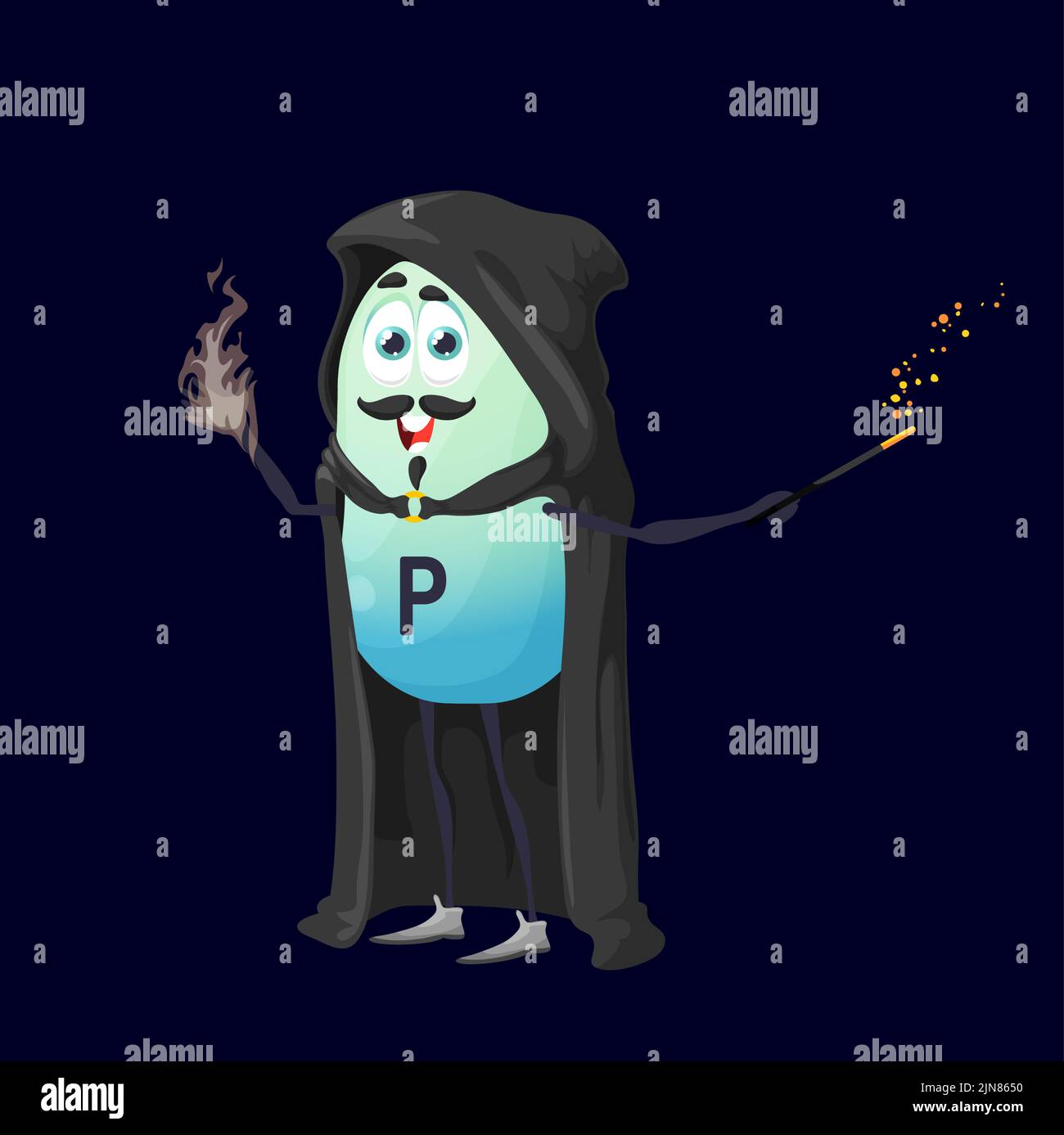 Cartoon phosphorus micronutrient wizard character. Isolated vector P ...