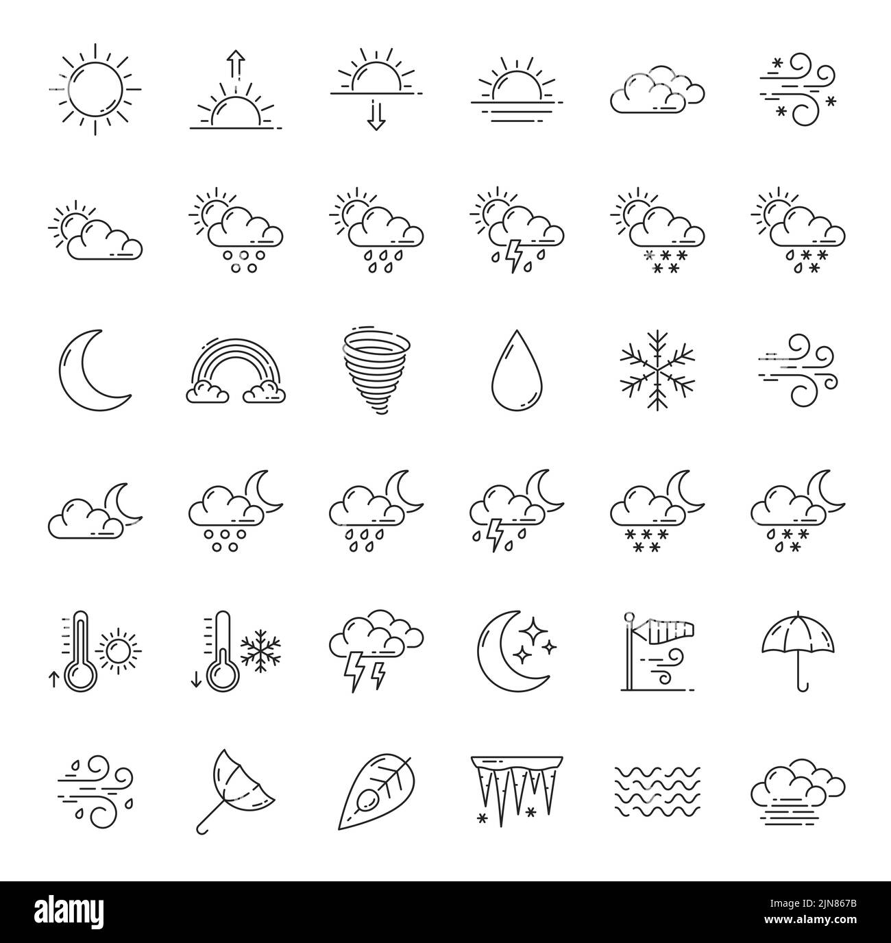 Weather Forecast Outline Icons Meteorology Temperature Climate Uv