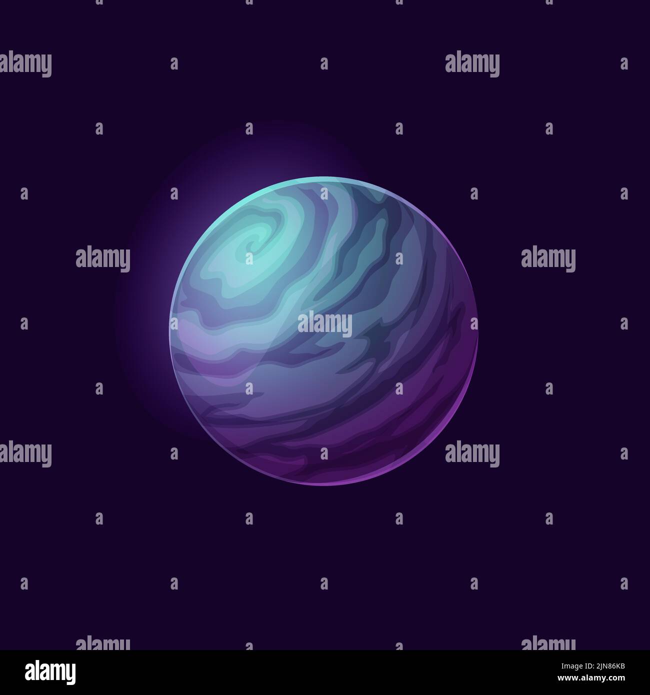 Mysterious dark space planet, vector globe with glowing halo and spiral foggy atmosphere ...