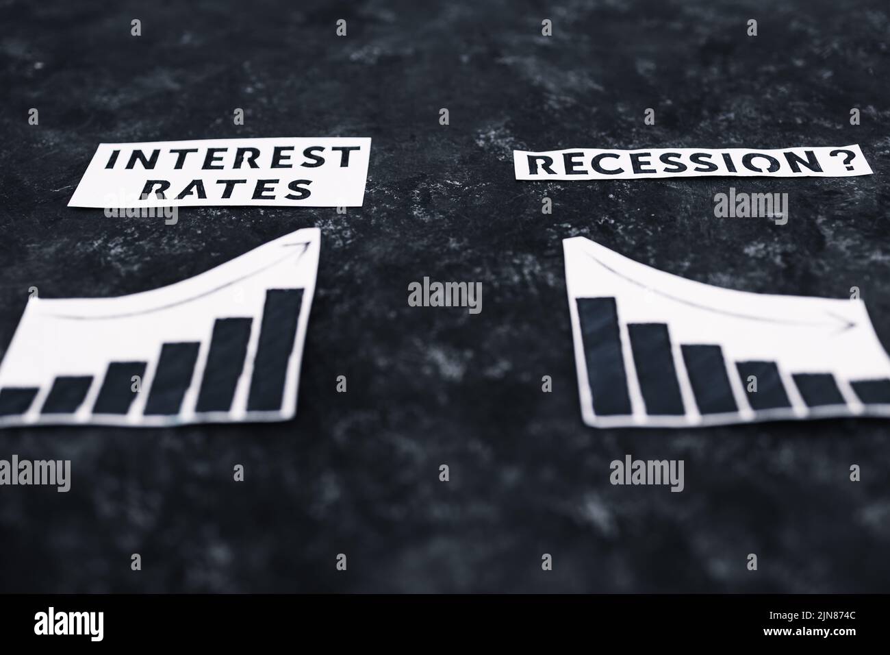 interest rates and recession texts and graphs showing cost of financing ...
